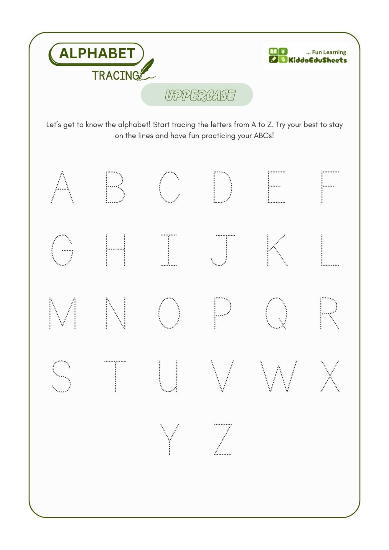 ABC Tracing Fun| Alphabet ABC(Capital Letters) - Kiddoedusheets