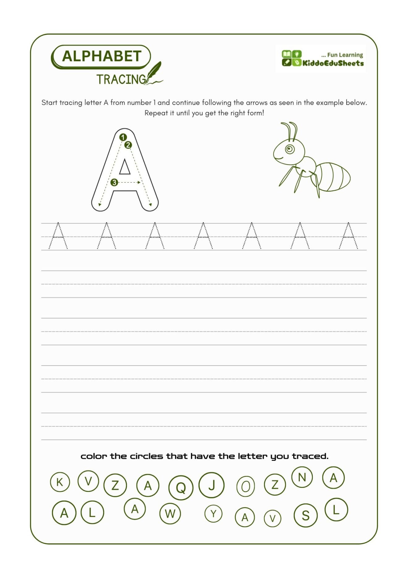 ABC Tracing Fun| Alphabet ABC(Capital Letters) - Kiddoedusheets