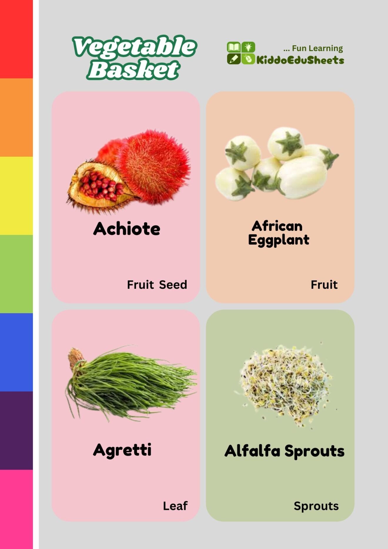 Vegetable Basket Flash Cards for Kids | Early Learning Tool