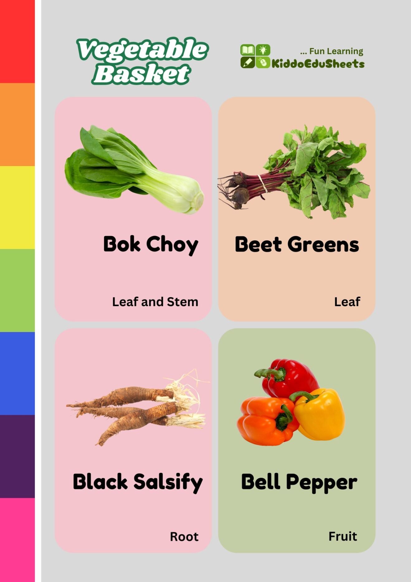 Vegetable Basket Flash Cards for Kids | Early Learning Tool
