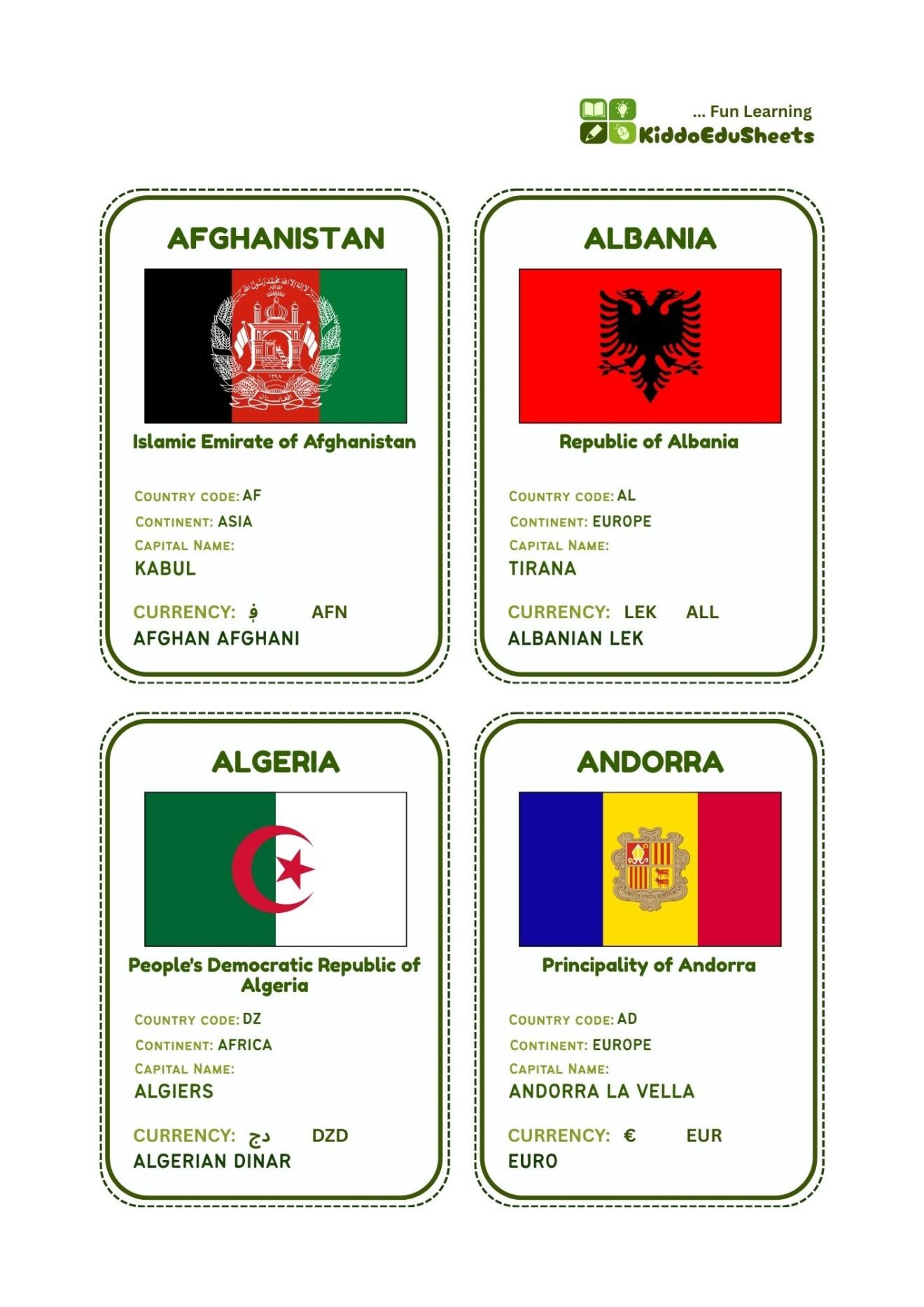 Kids’ Flash Cards: 191 Amazing Countries, Flags, Capitals & Currencies ...