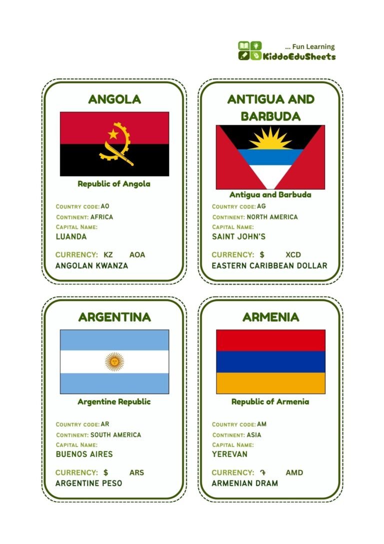 Kids’ Flash Cards: 191 Amazing Countries, Flags, Capitals & Currencies ...