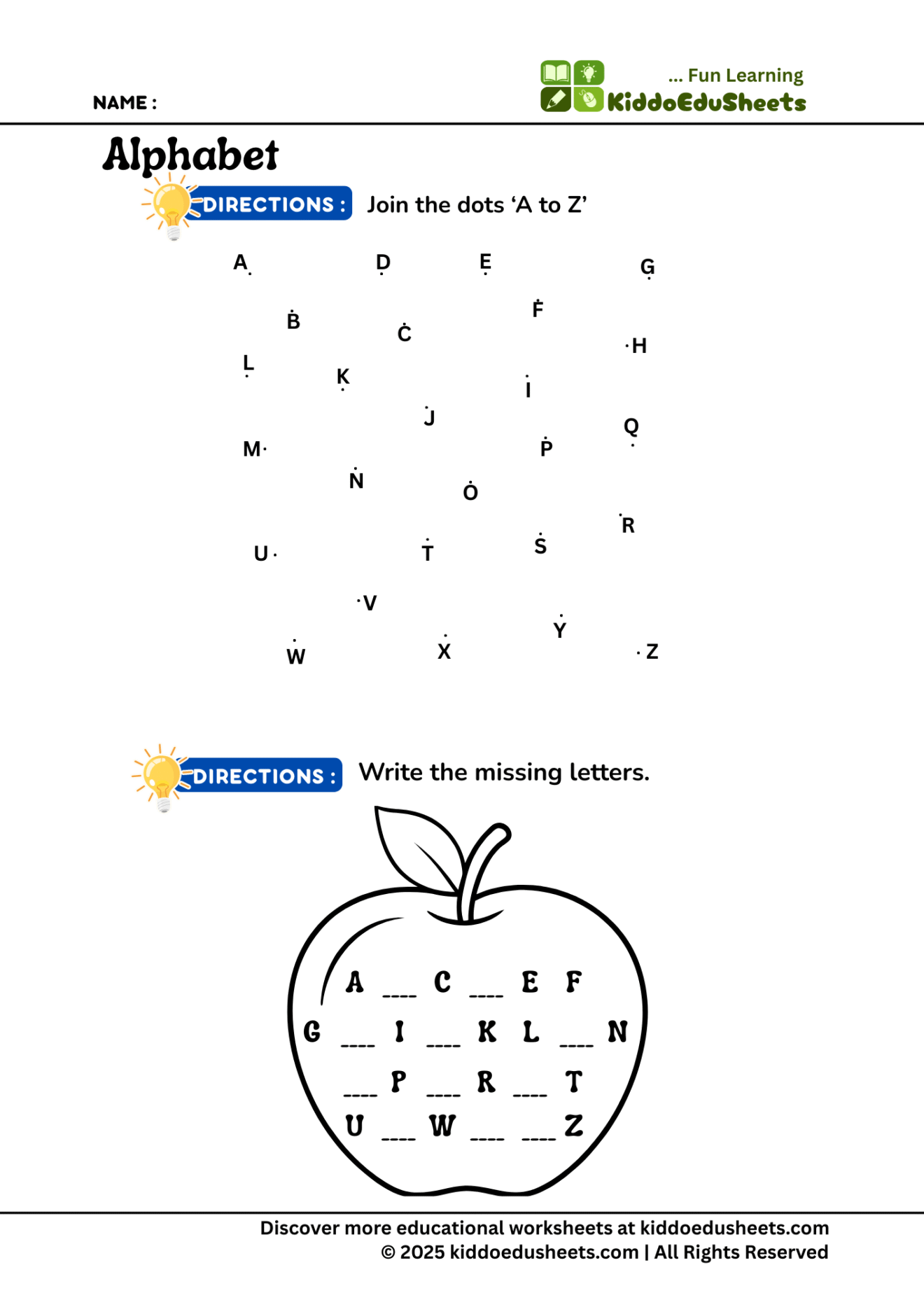 Alphabet Worksheets | KiddoEduSheets ...fun learning