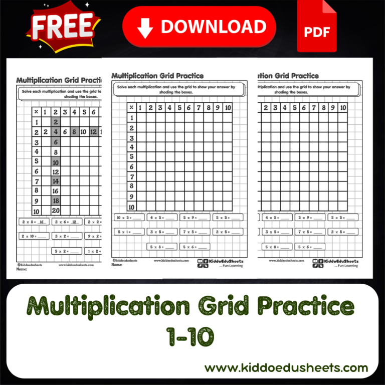 Multiplication Grid Worksheets 1-10 Fun & Visual Math for Kiddo.